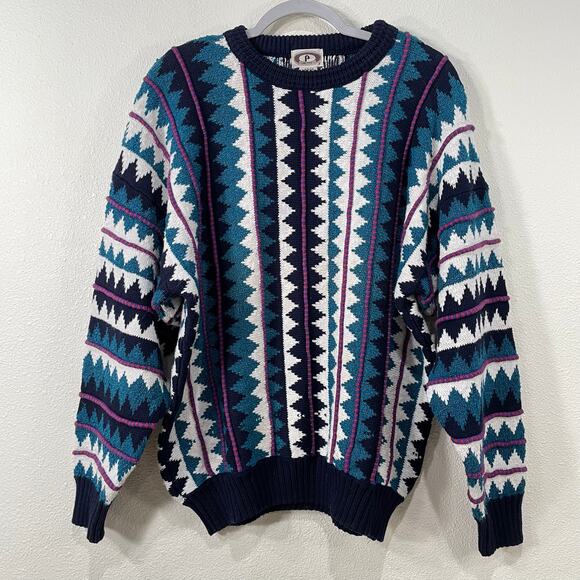 Vintage | Sweaters | Vintage 8s 90s 3d Textured Knit Grandpa Sweater ...